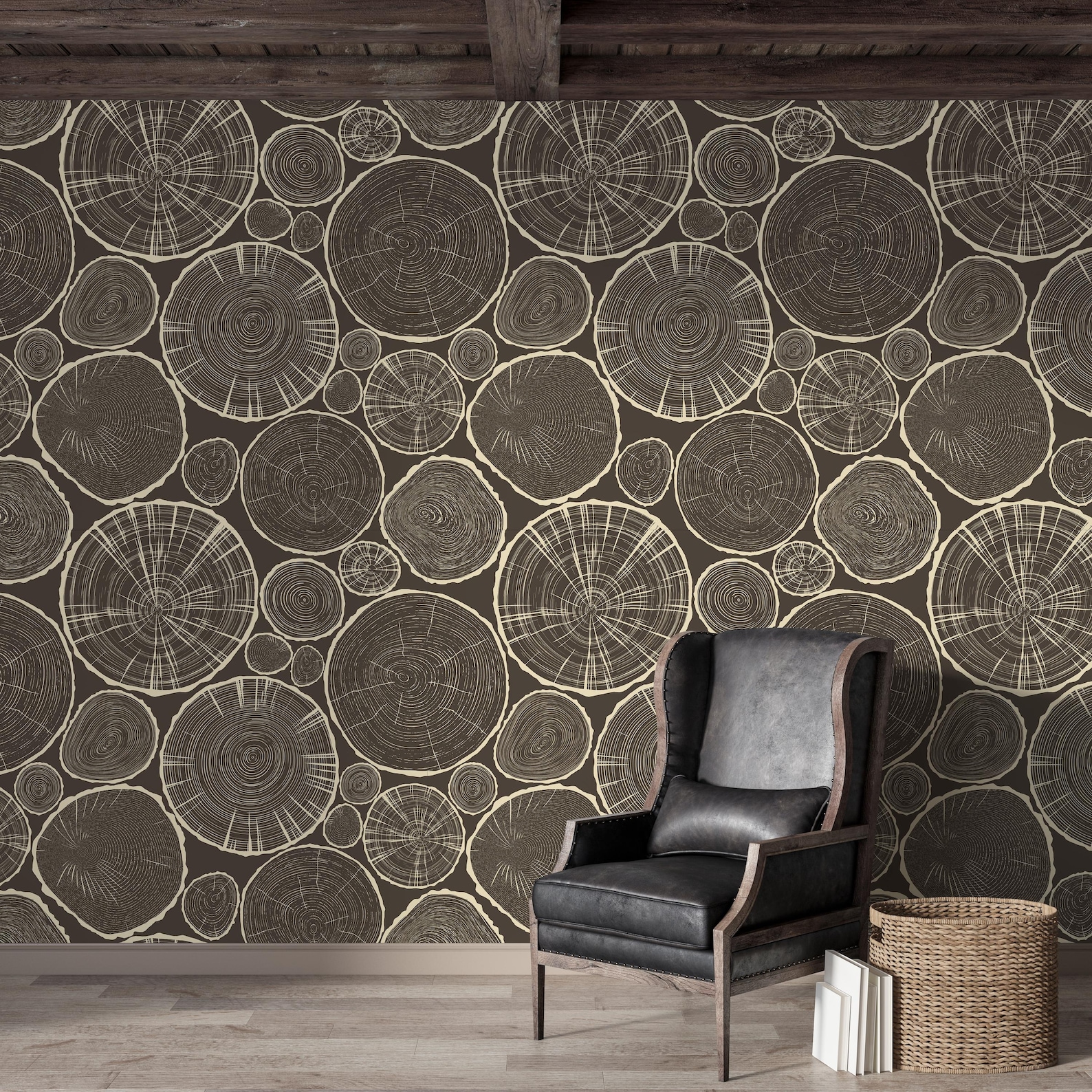 Wood Logs Wallpaper for Living Room Log Lines Wallpaper Bedroom Custom ...