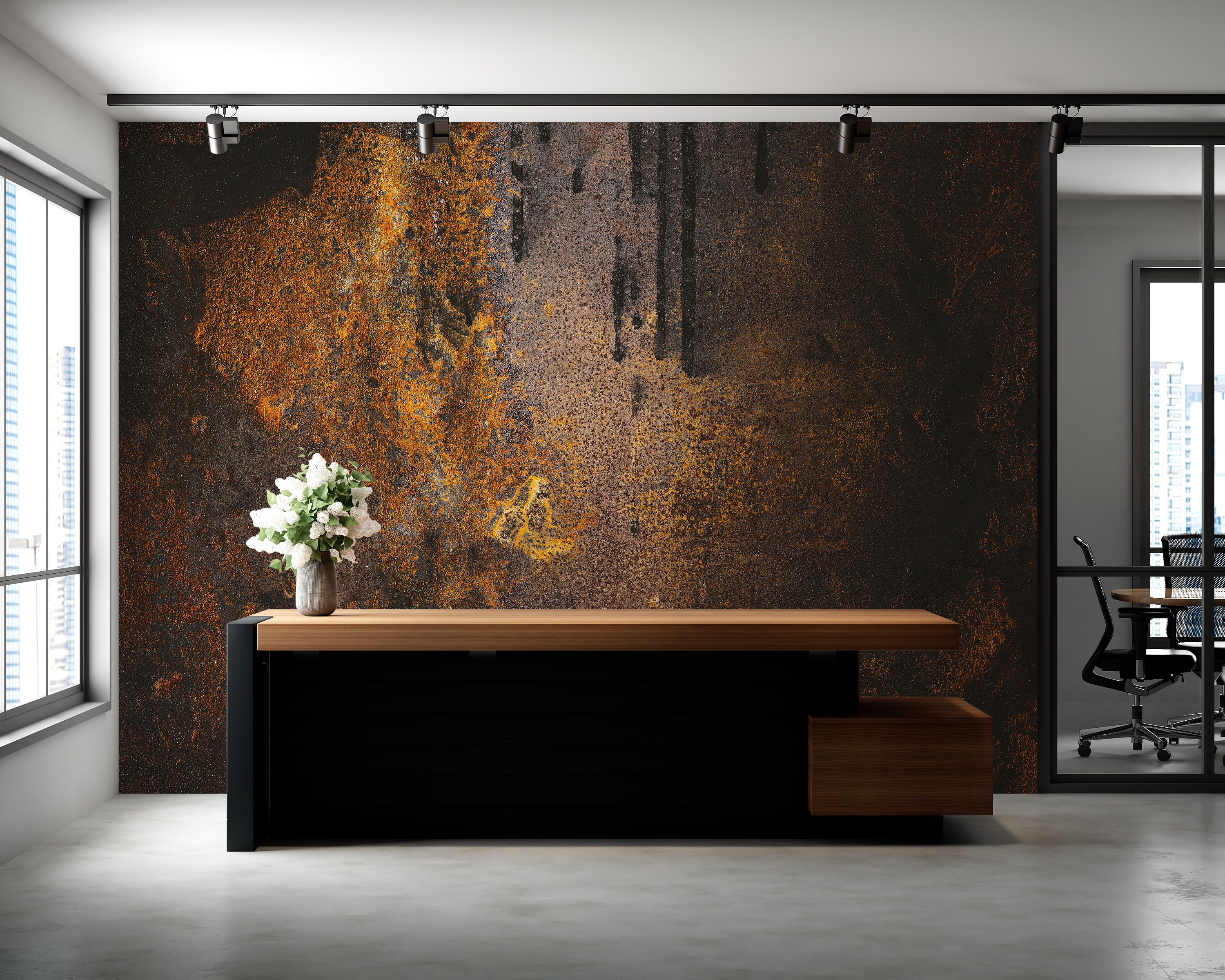 Metal Wallpaper for Living Room Brown Rusty Metal Wallpaper Bedroom ...