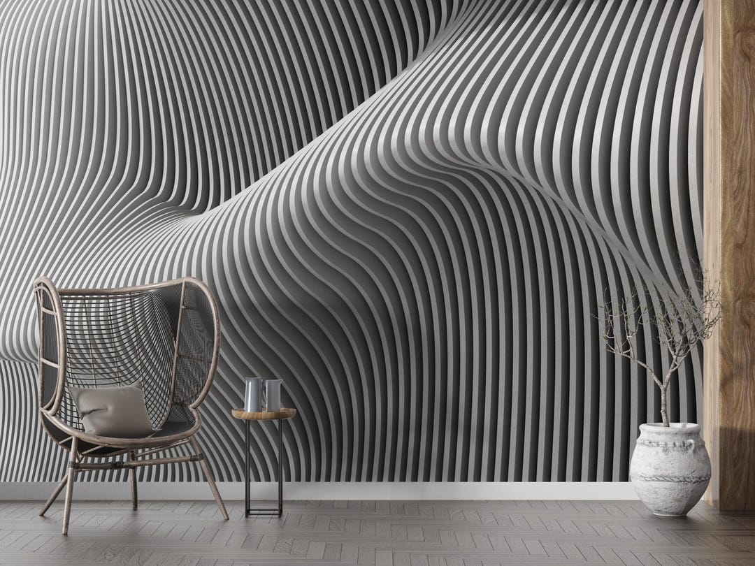 Dimensional Wallpaper for Living Room 3D Look Wallpaper Gray Office ...