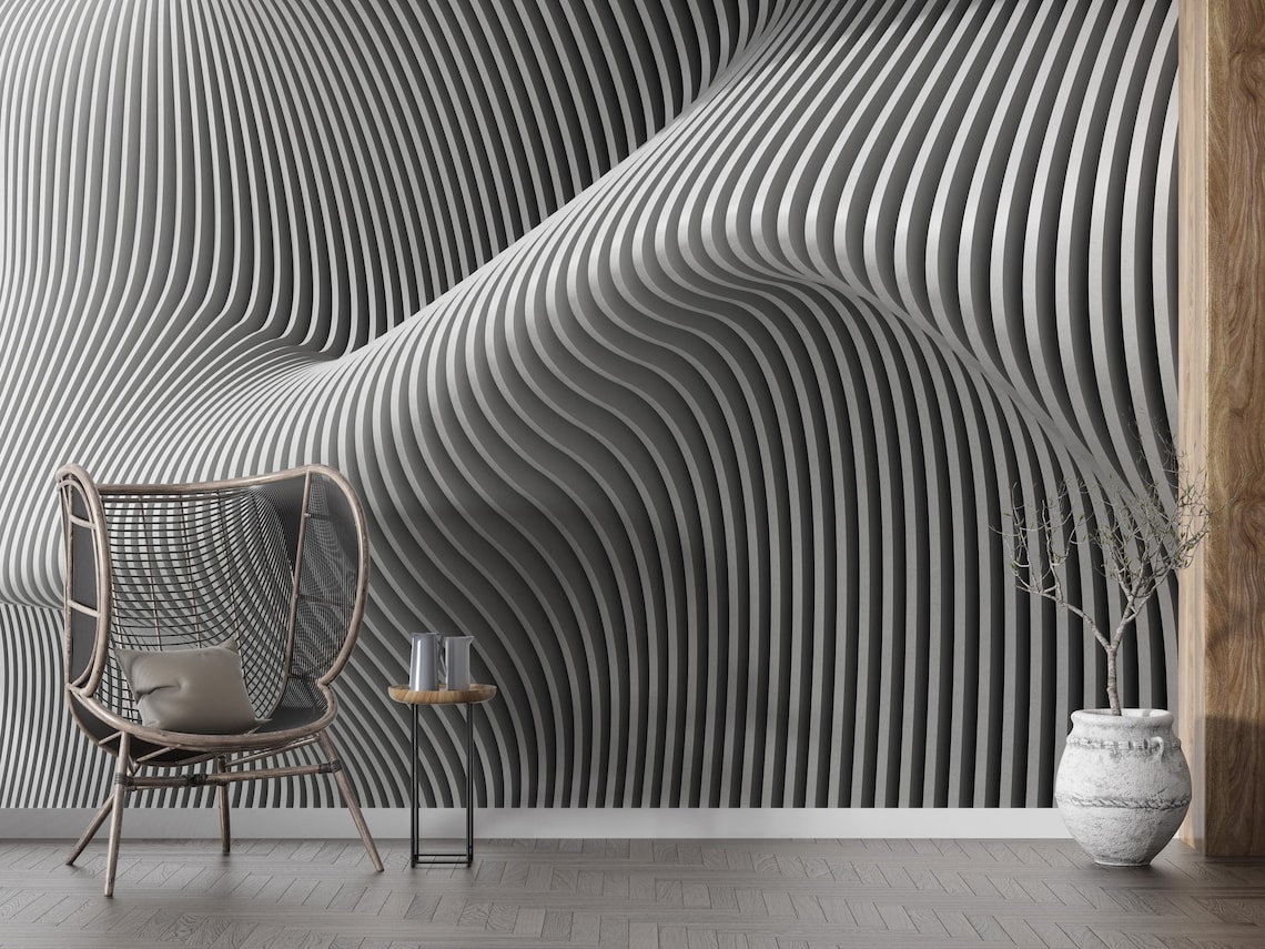 Dimensional Wallpaper for Living Room 3D Look Wallpaper Gray Office ...