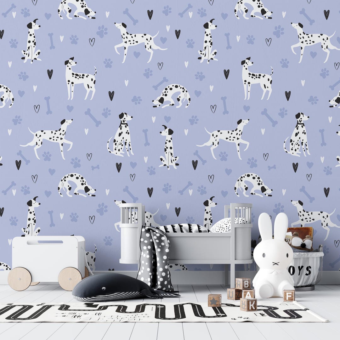 Dalmatian Dog Wallpaper for Kids Room Lilac Wallpaper Nursery Custom ...