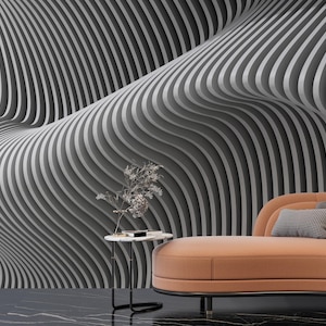 Dimensional Wallpaper for Living Room 3D Look Wallpaper Gray Office ...