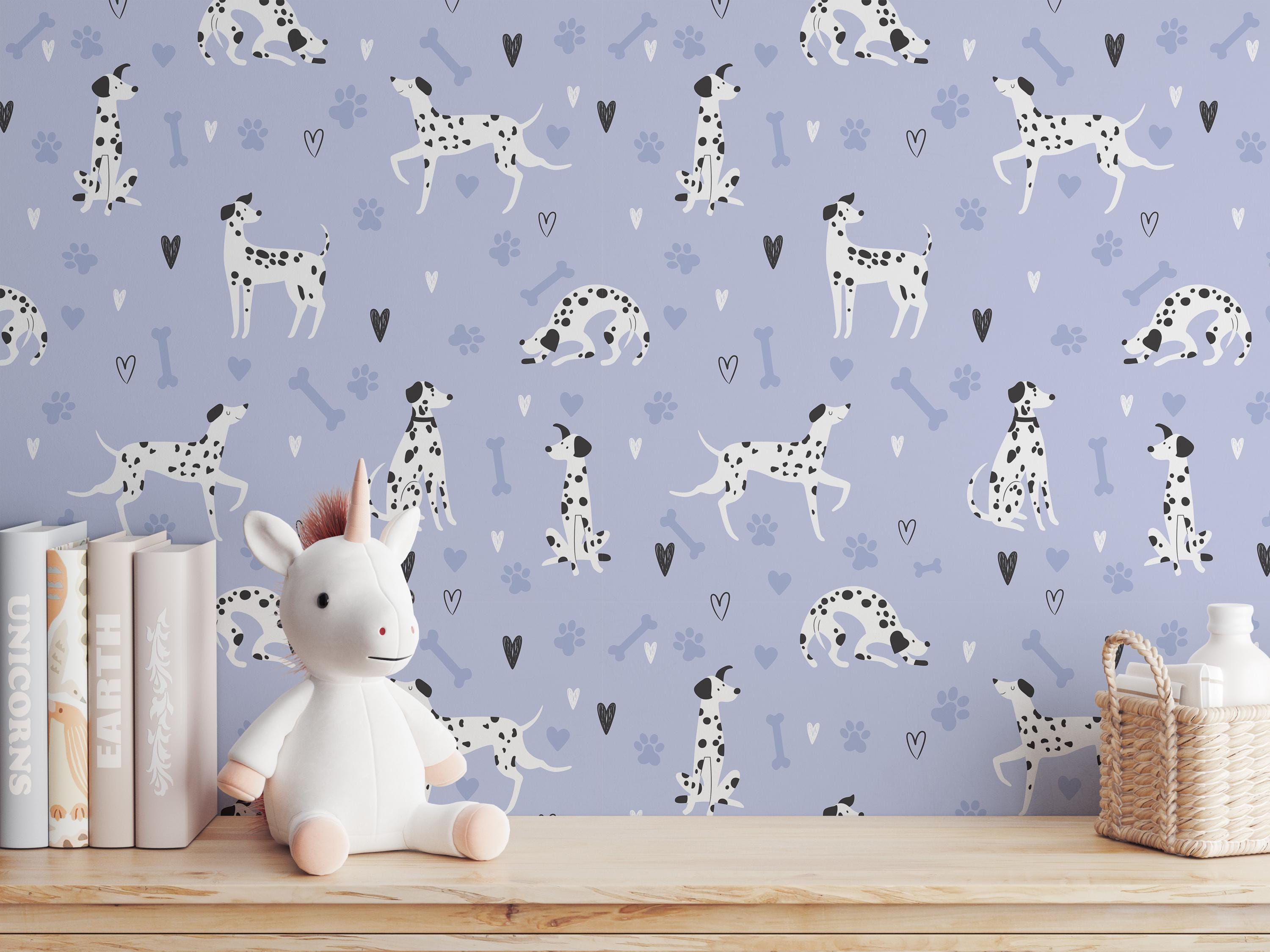 Dalmatian Dog Wallpaper for Kids Room Lilac Wallpaper Nursery Custom ...