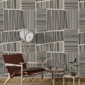 Line Art Wallpaper for Living Room Line Stripes Wallpaper Minimal ...