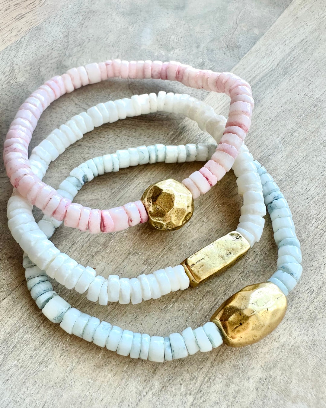 Summer Jewelry Vacation Shell 3 Stack Beach Boho Bracelets - Etsy