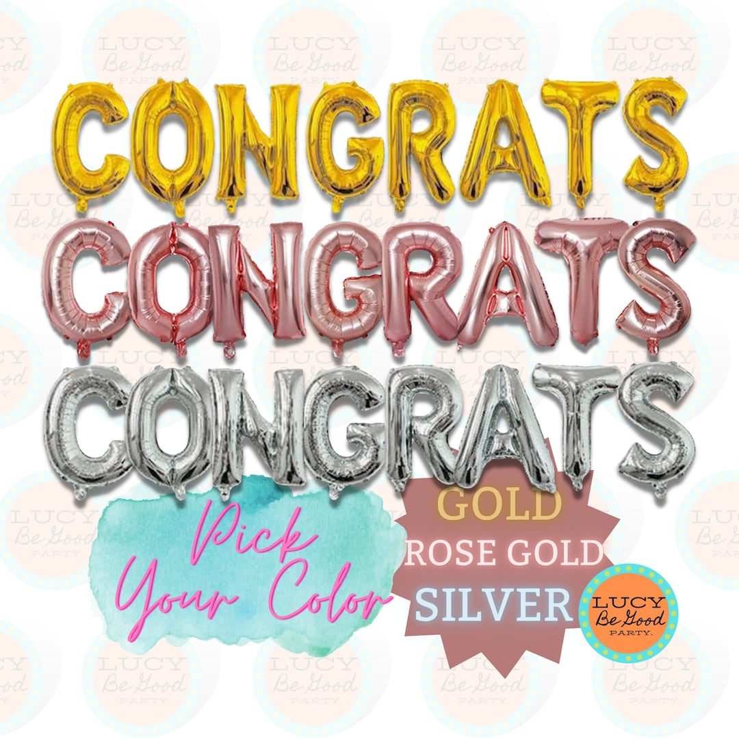 Congrats Custom Balloon Banner 16” Letters/bachelorette/graduation ...