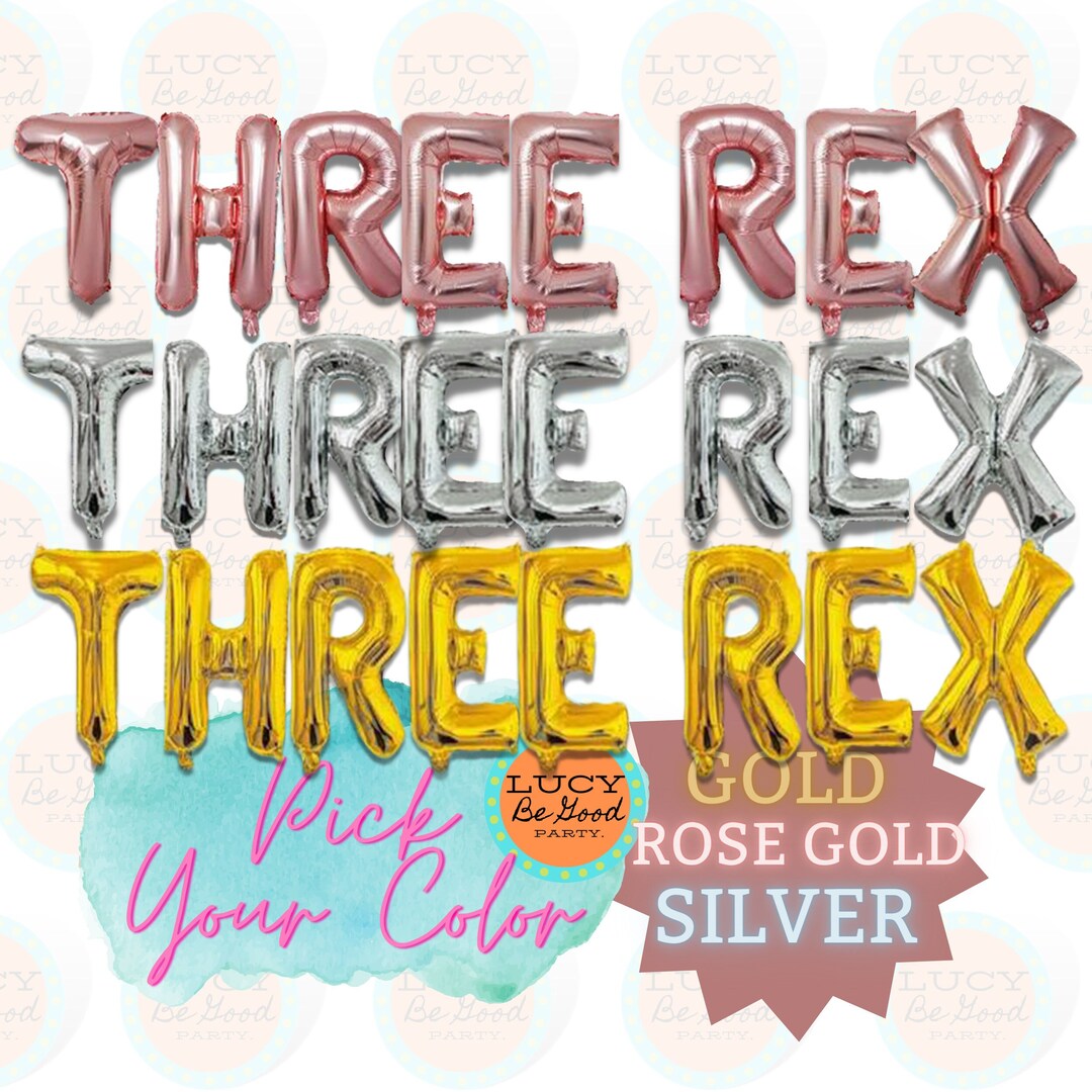 Three Rex Balloon Banner: Dinosaur 3rd Birthday Party Decor - Etsy