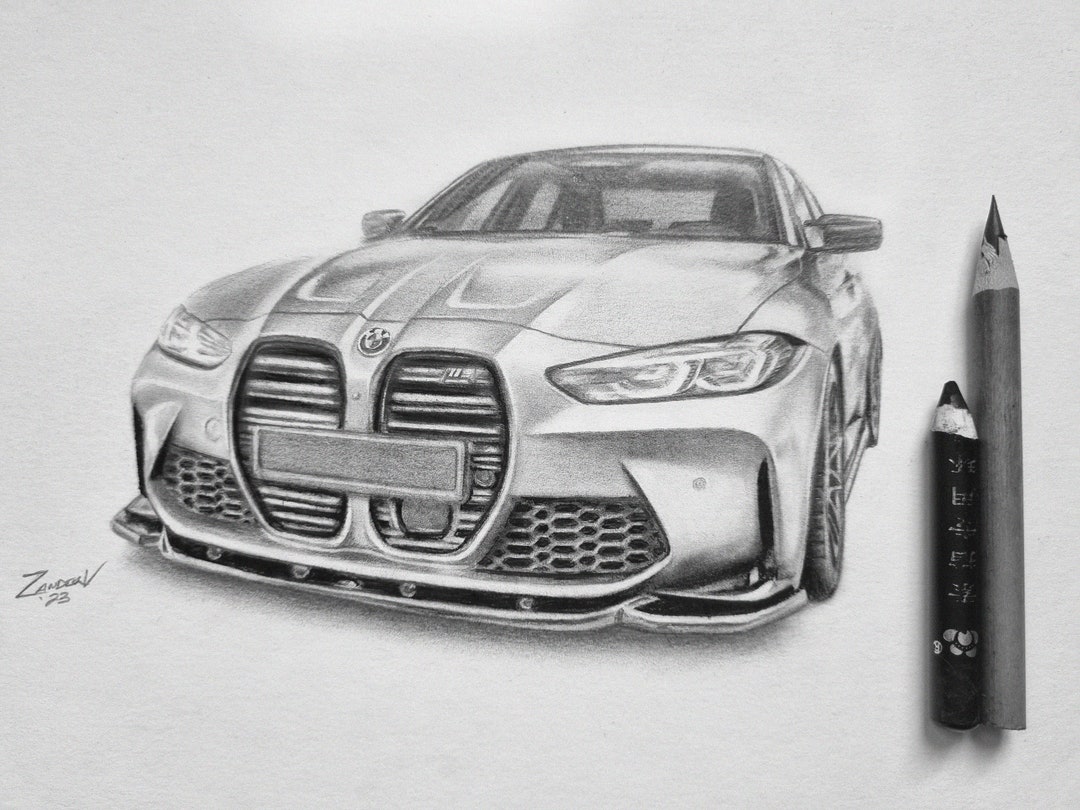 BMW M3 G80 Graphite Drawing on Paper - Etsy
