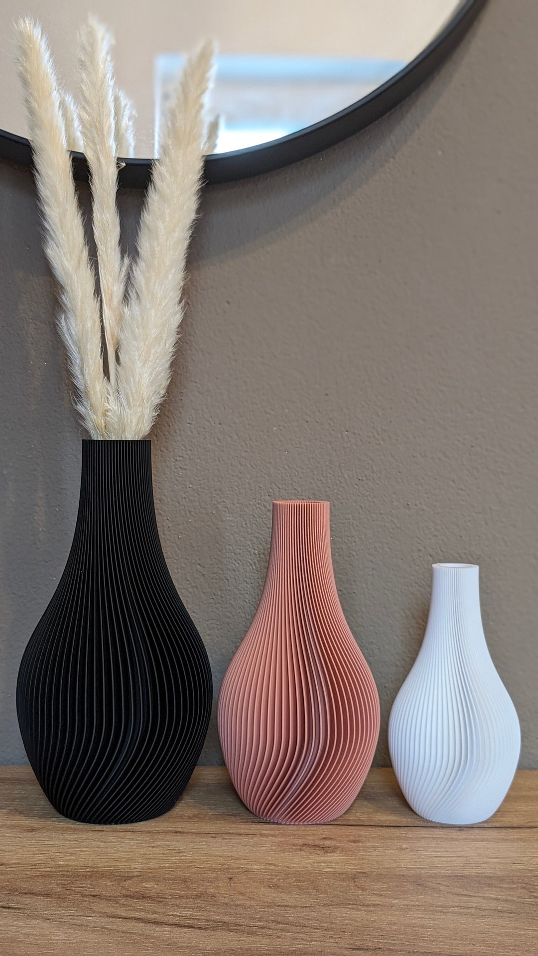 Decorative Vase Set of 3 3D Print Flower Vase Dried Flowers Modern ...