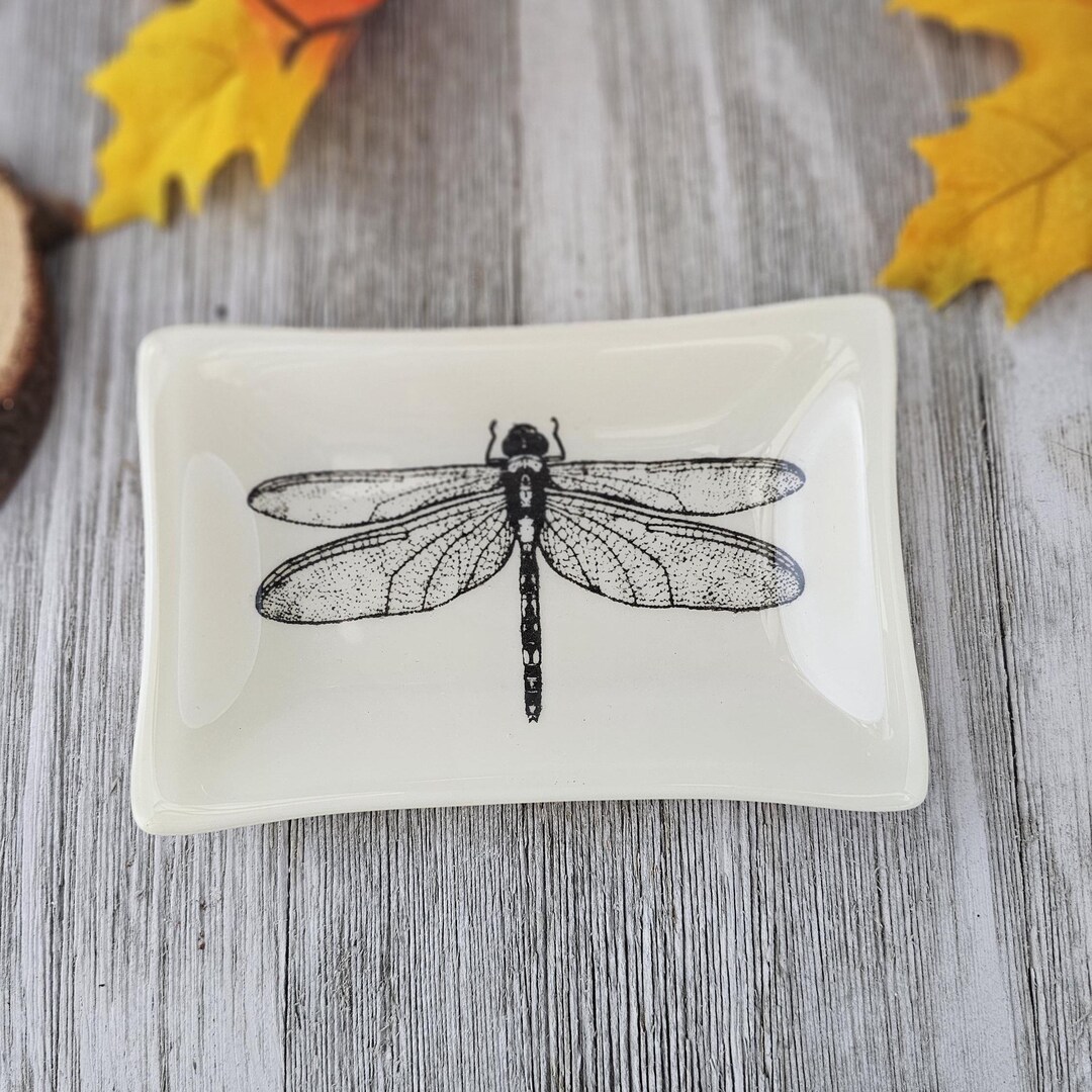 Fused Glass Dish, Dragonfly Dish, Gift for Gardener, Soap Dish, Spoon ...