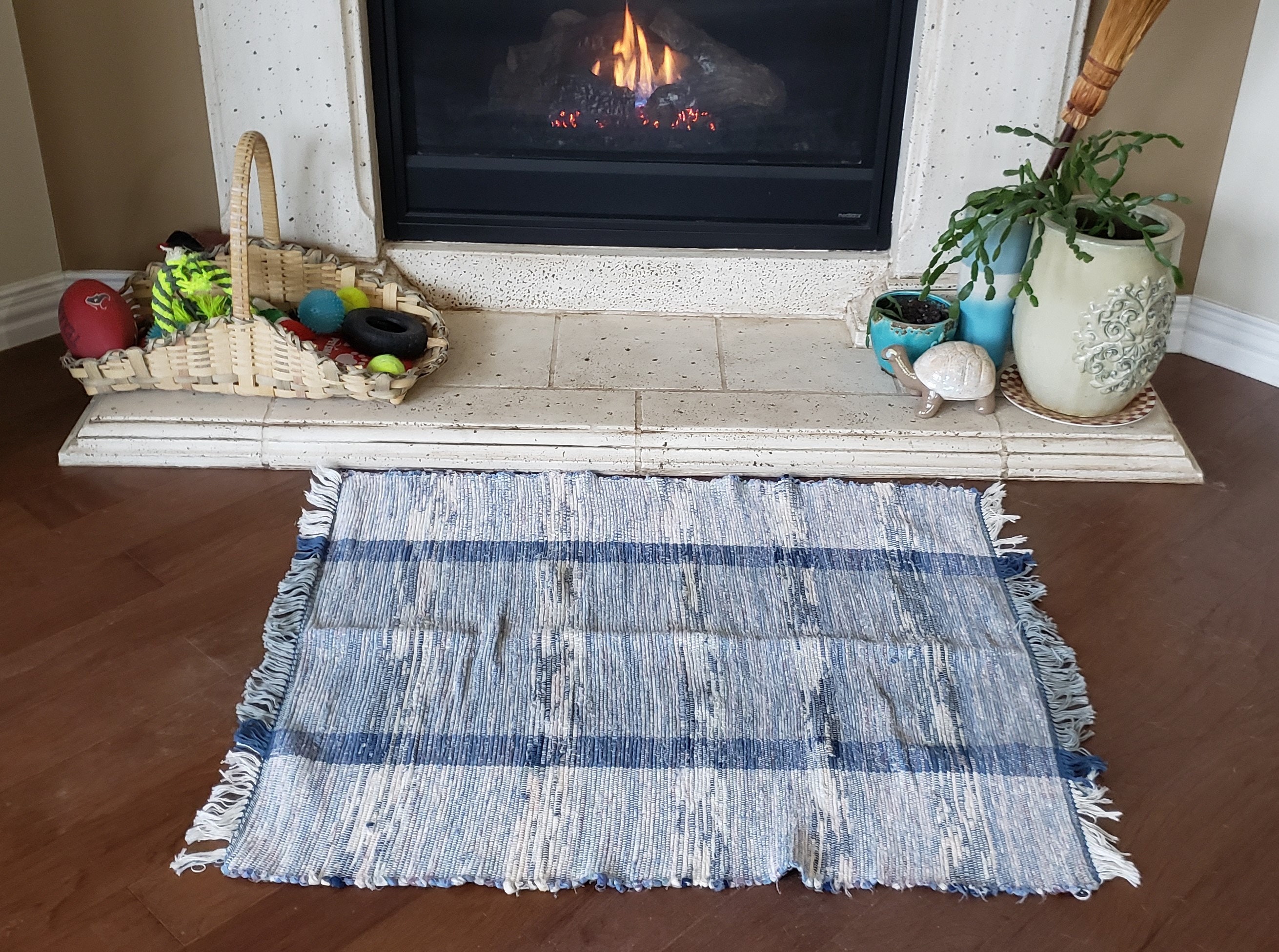 Handwoven Rag Rug Blue tones Rugs Floor & Rugs etna.com.pe