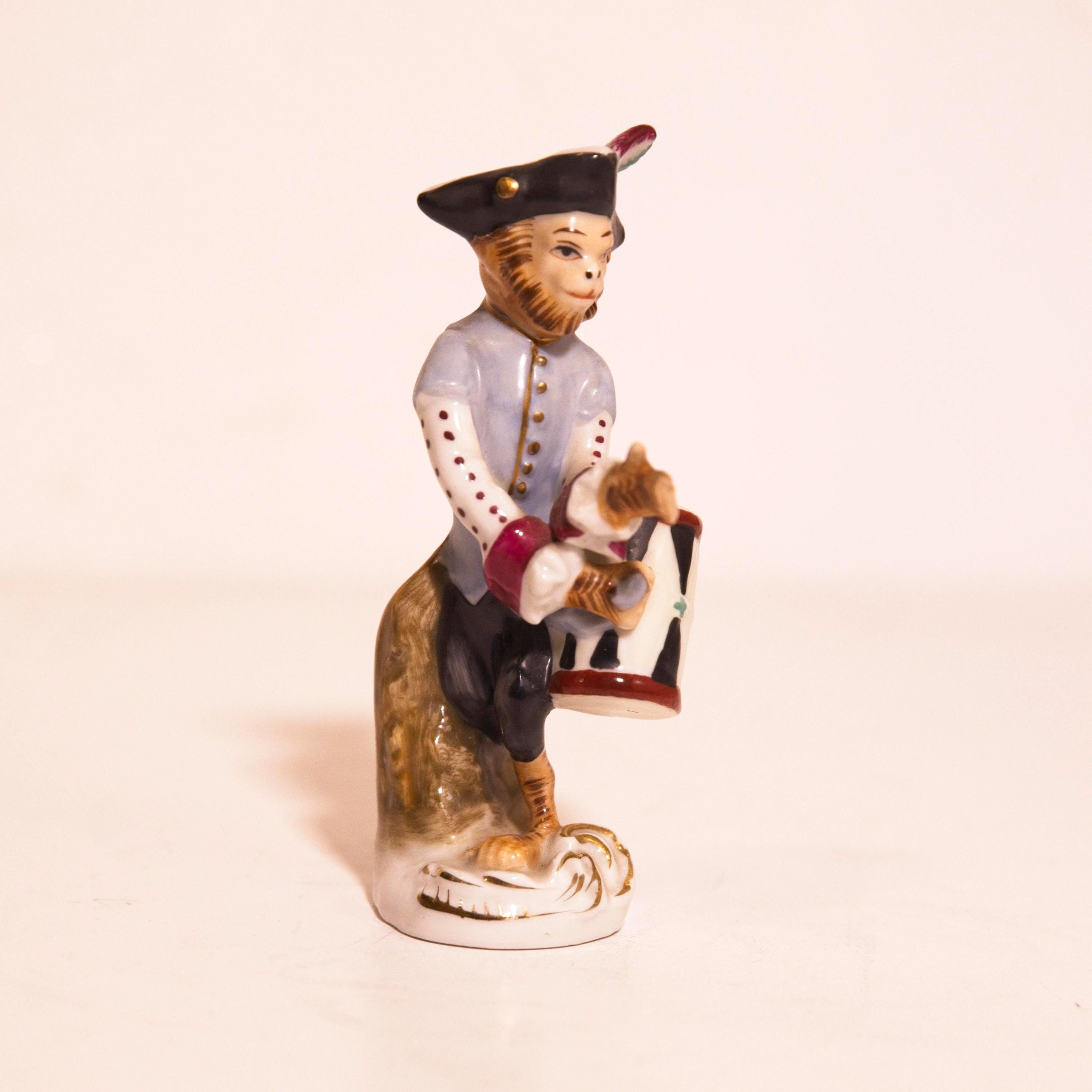 Porcelain 'monkey Band' Drummer Figurine - Etsy