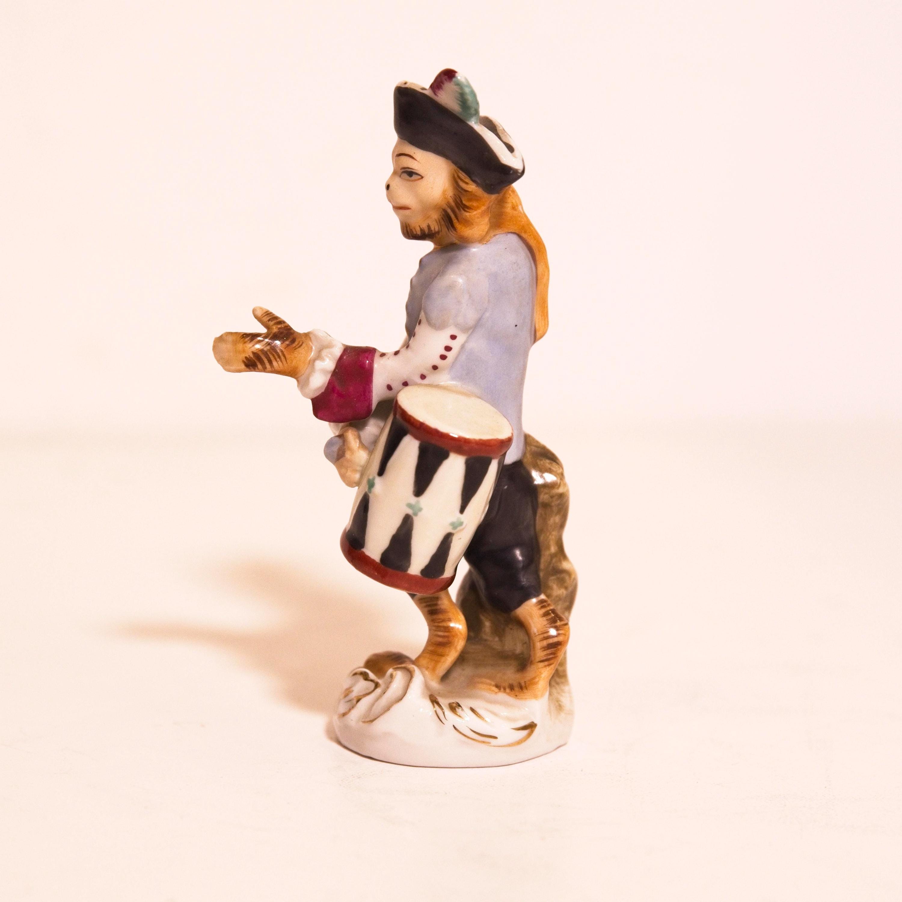 Porcelain 'monkey Band' Drummer Figurine - Etsy