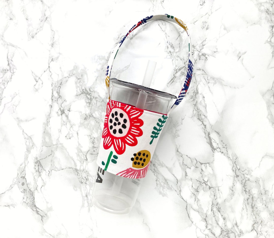 Floral Bubble Tea Carrier, Boba Tea Cup Holder With Strap, End of Year ...