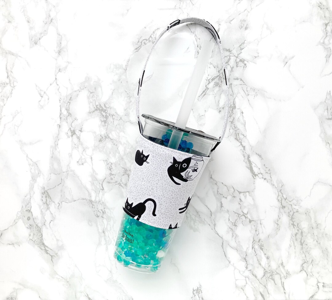 Black Cats Bubble Tea Carrier, Cup Holder With Handle, Boba Tea ...