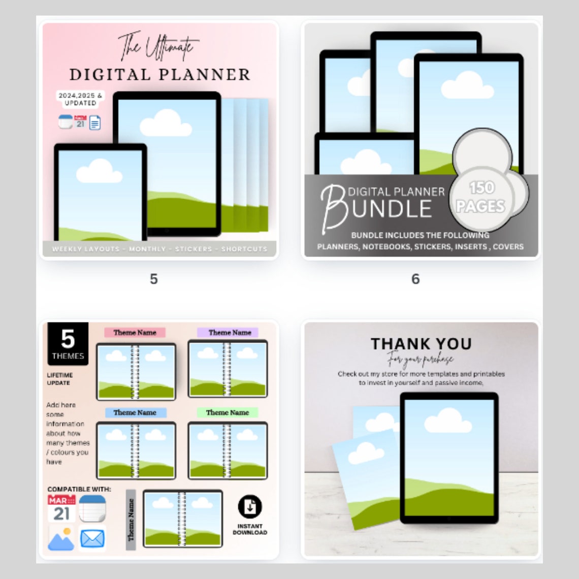 18 DIGITALPLANNER MOCKUP TEMPLATES Digital Planner Listing Photo ...