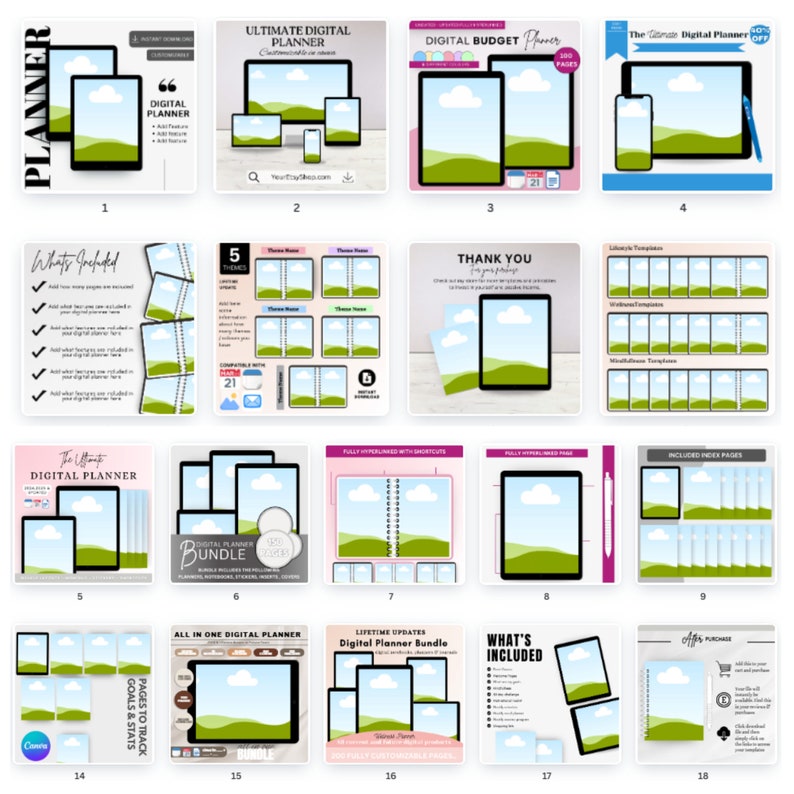 BUNDLE VIDEO & MOCKUPLISTING Photos for Digital Planner Sellers ...