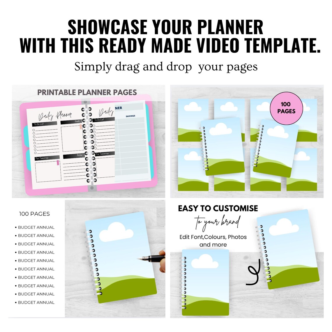 PLANNER PAGES VIDEO Template - Planner Mockup Animation - Page Turning ...