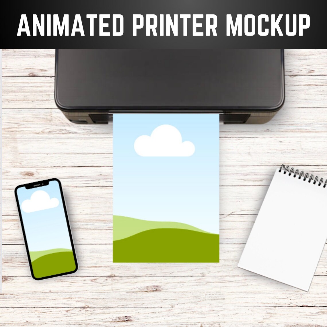 2 PRINTER ANIMATION MOCKUP - Etsy Listing Video - Customizable Printer ...