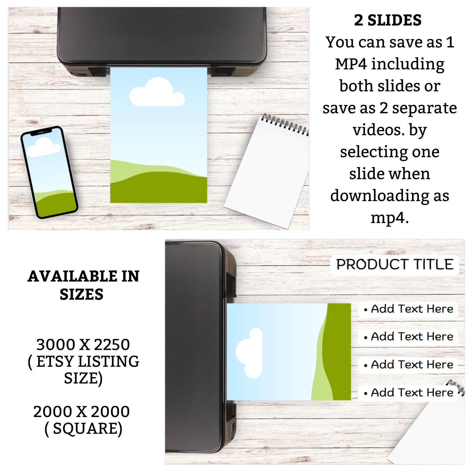 2 PRINTER ANIMATION MOCKUP - Etsy Listing Video - Customizable Printer ...