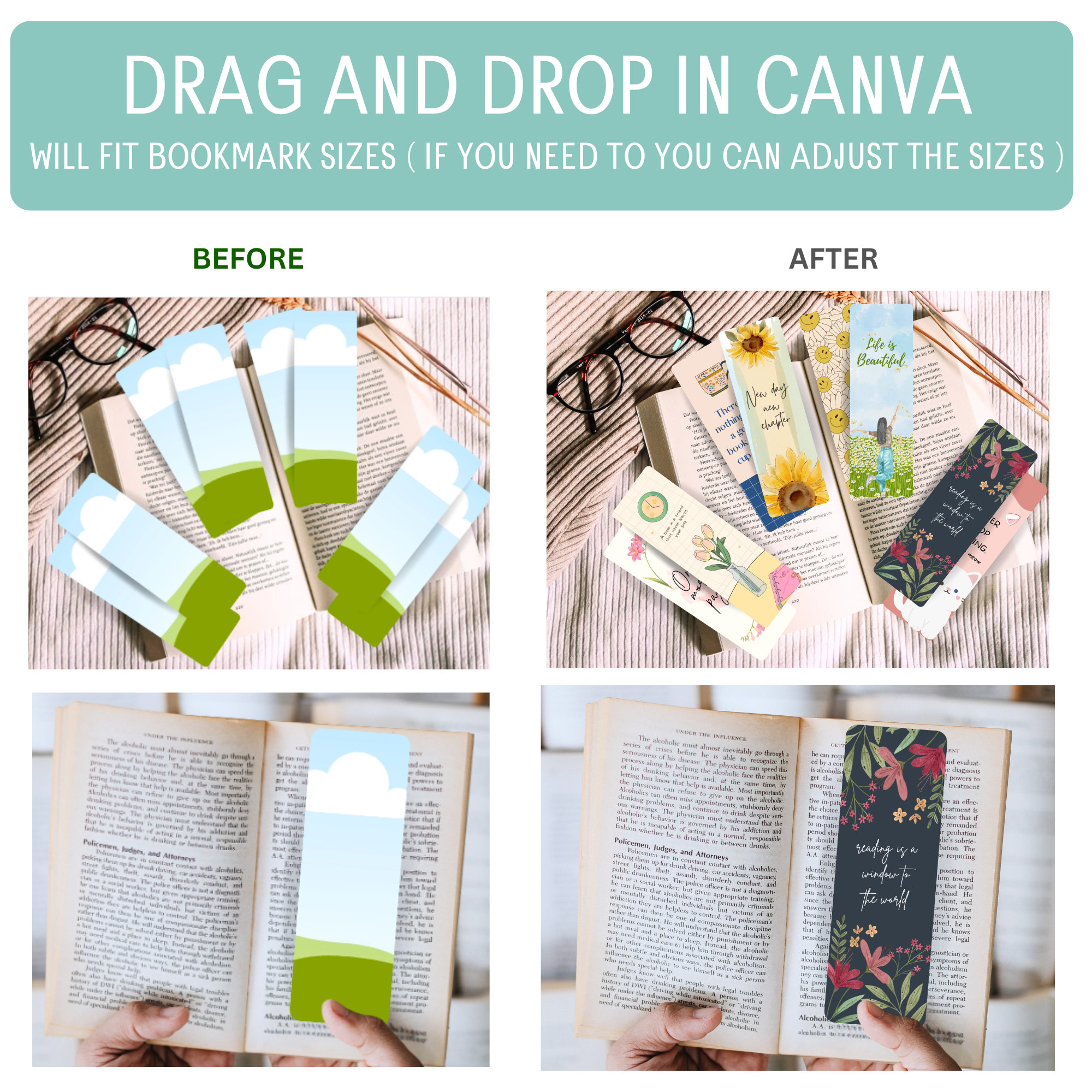 BOOKMARK MOCKUPS REALISTIC - Creative Bookmark Mock- Etsy Listing ...