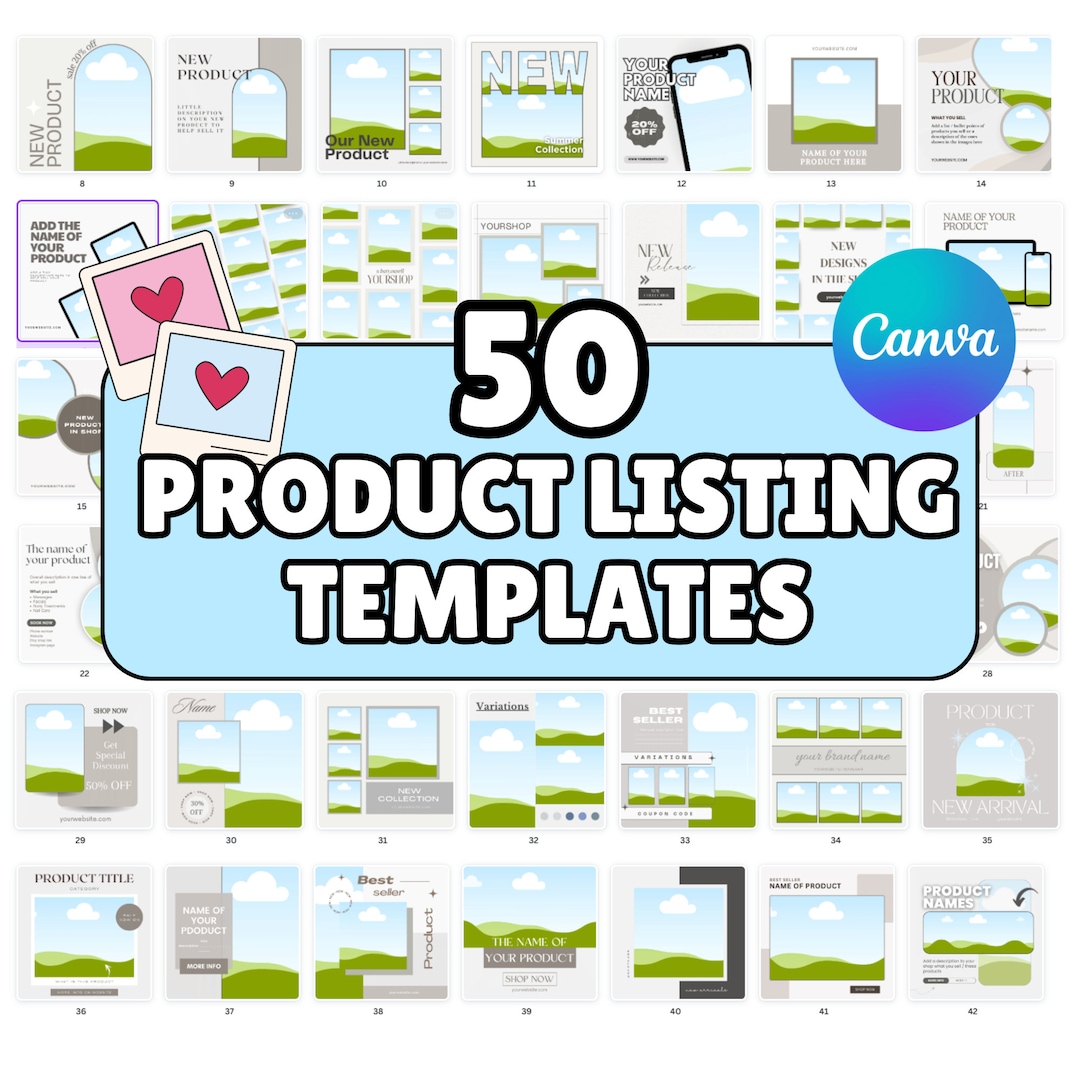 50 PRODUCT LISTING MOCKUPS - Editable Digital Seller and Physical ...