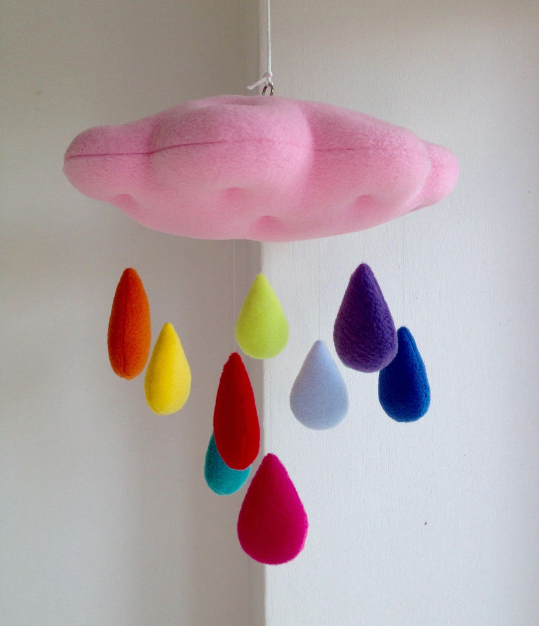Pink Cloud Mobile With Rainbow Raindrops - Etsy