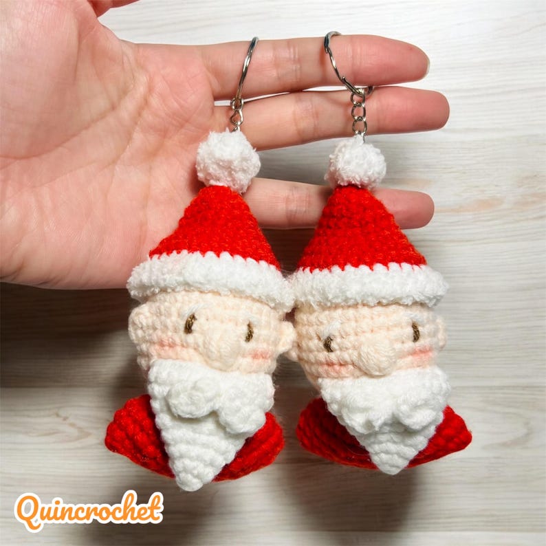 Crochet Santa Claus Keychain: Handmade Christmas Ornament - Etsy