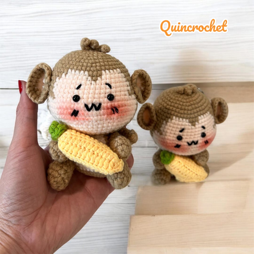 Monkey & Banana Crochet Animal,crochet Monkey,crocheted Monkey,monkey Plushie,amigurumi Monkey ...