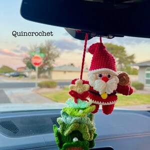 Crochet Christmas Car Hanger: Santa & Tree Ornament Set - Etsy