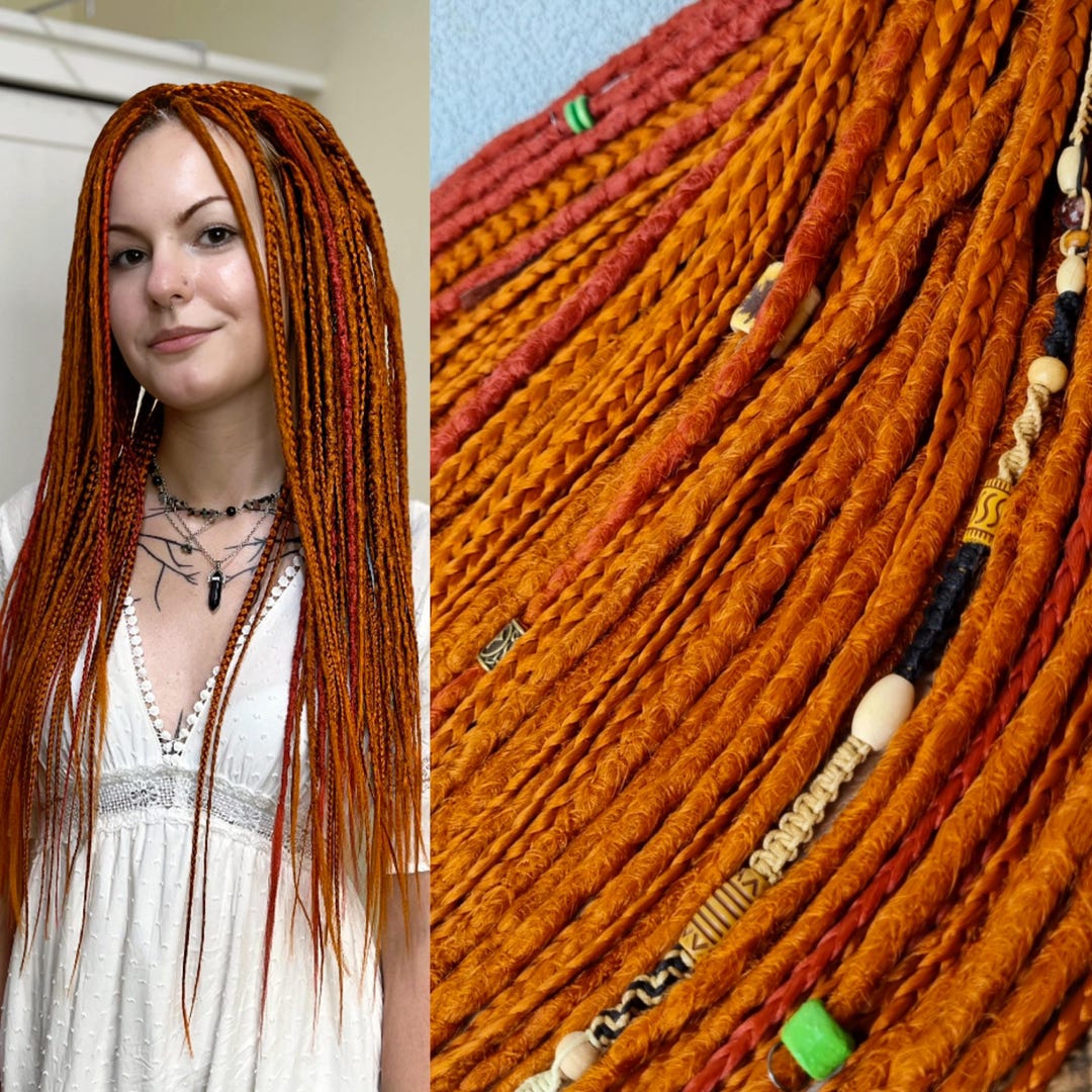 Crochet Dreadlocks Ginger and Copper Red Synthetic Dreads and Braids ...