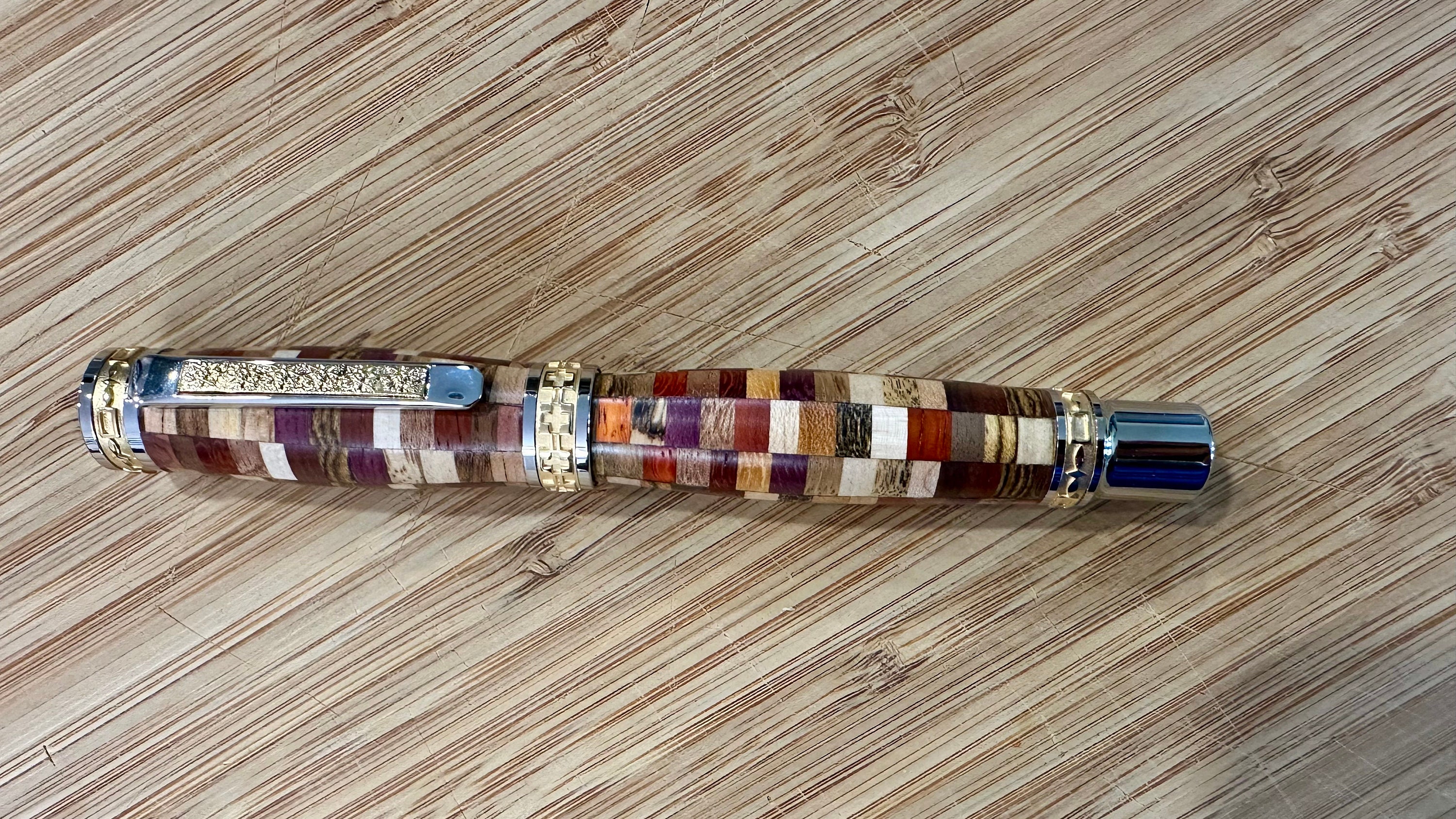 Handmade Exotic Hardwood Segmented Fountain Pen, 18K Gold Nib - Etsy