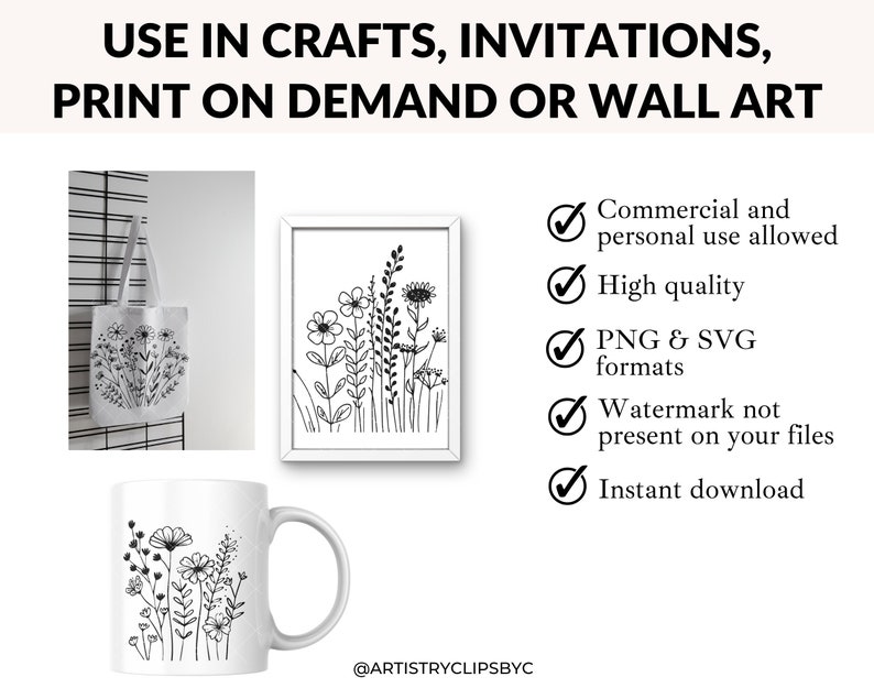 Flower Fine Line Bundle | 18 Designs | PNG & SVG Files | Flower Bouquet ...