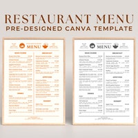 Brasserie Menu Template, Diner and Brunch Restaurant Menu, A3 Landscape ...