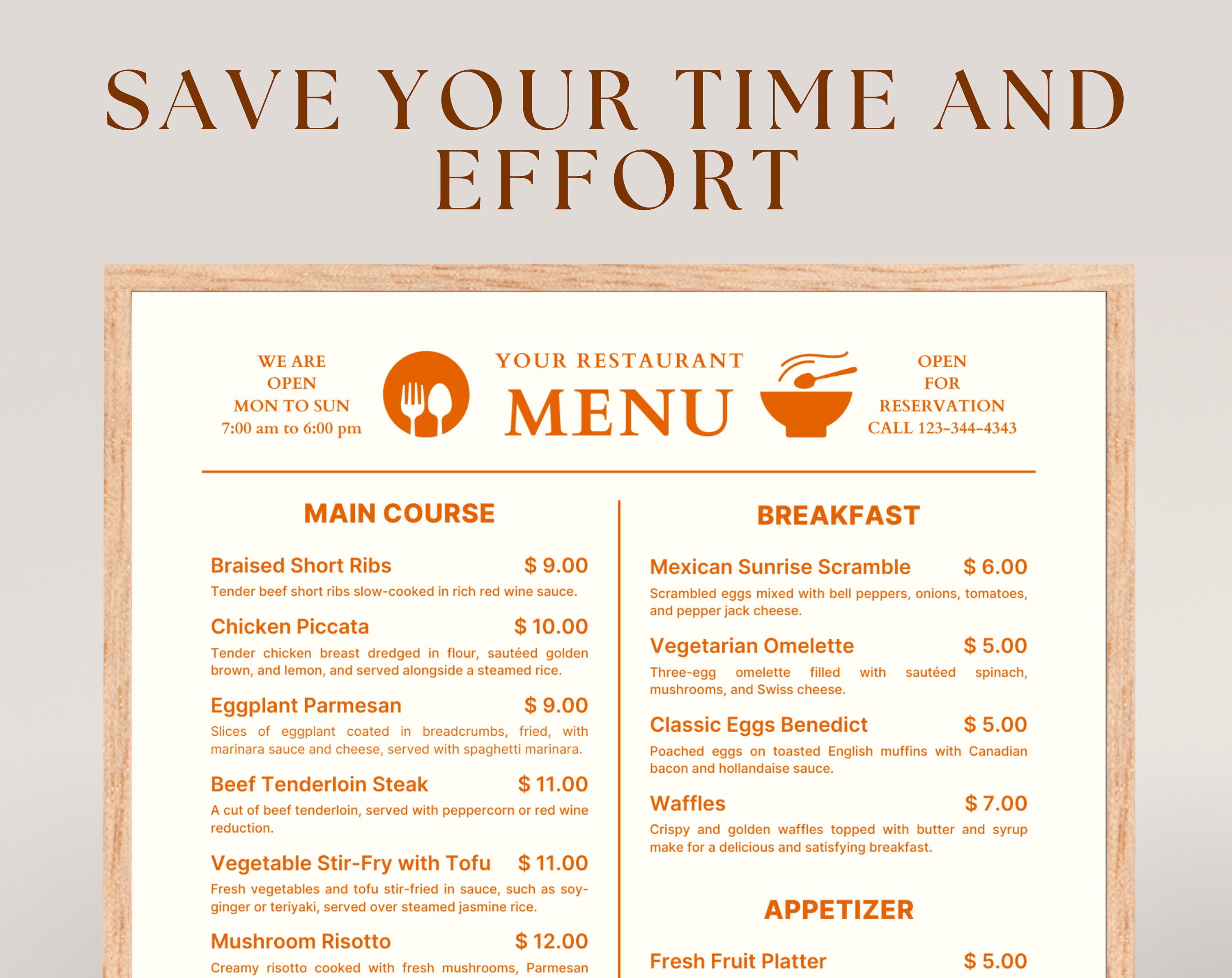 Minimal Restaurant Menu Template, Modern Restaurant Menu, Editable Menu ...