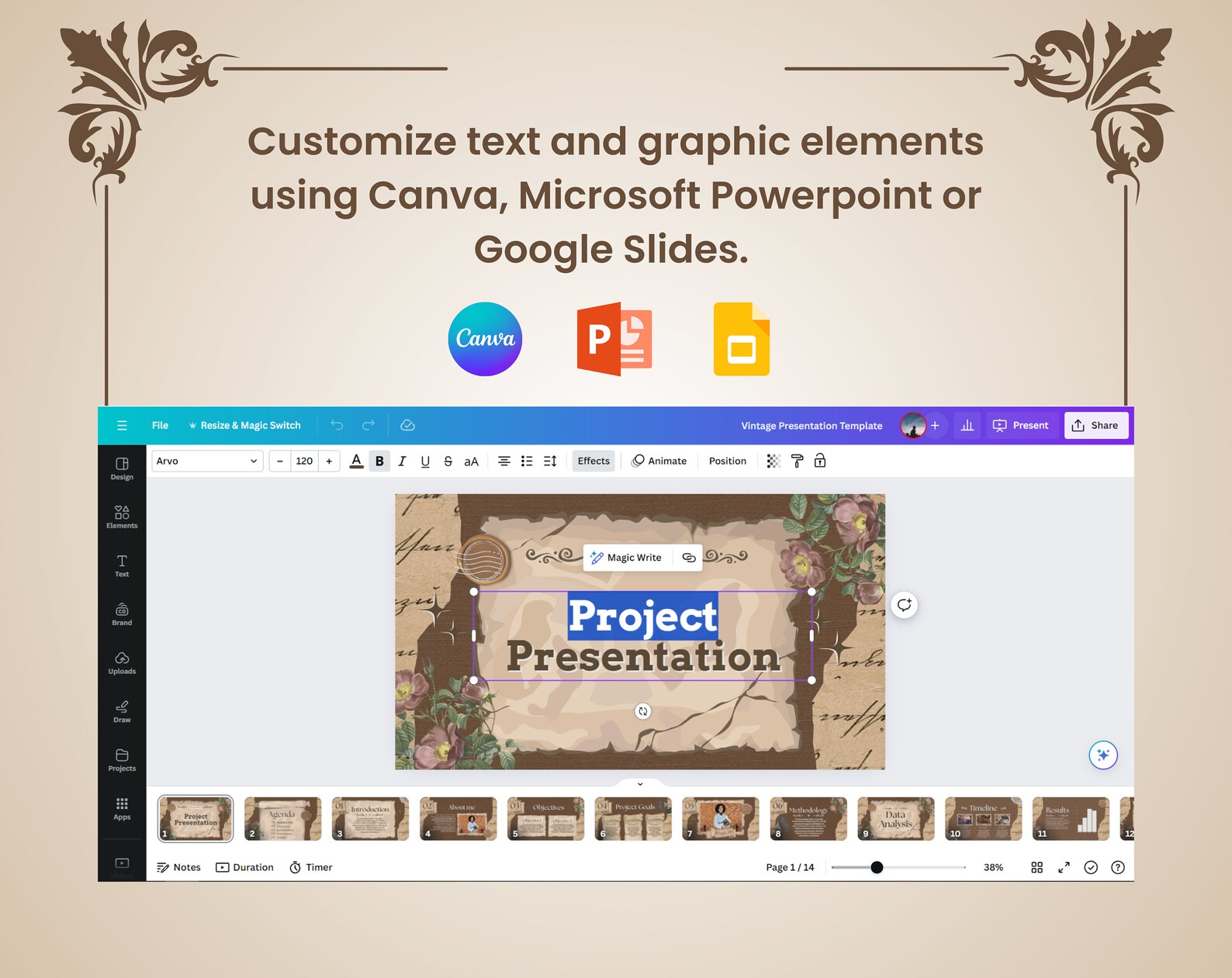 Vintage Presentation Template, Minimal Presentation Template, Business ...