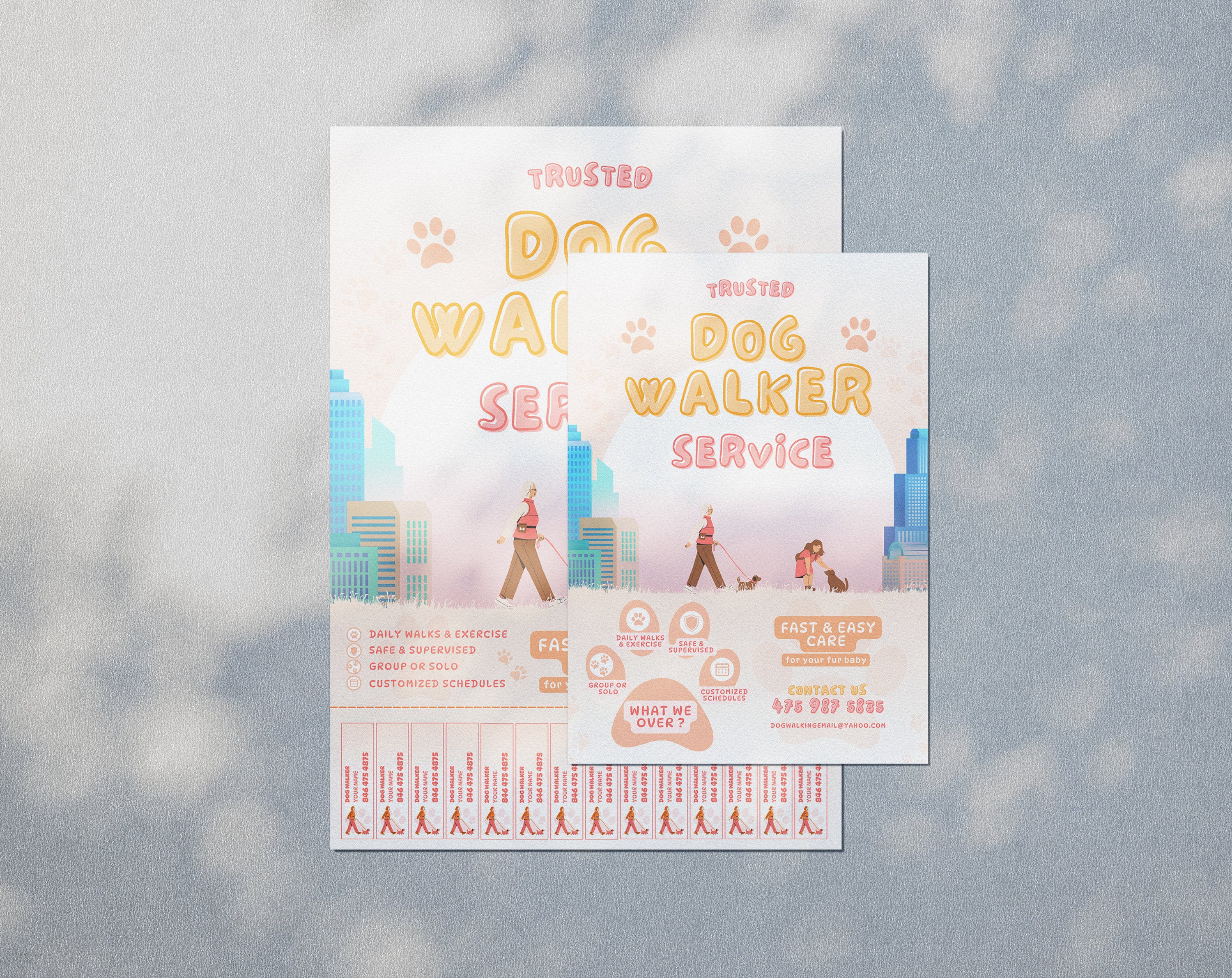 Dog Walker Flyer, Dog Walker Tear off Flyer, Dog Walking & Pet Sitting ...