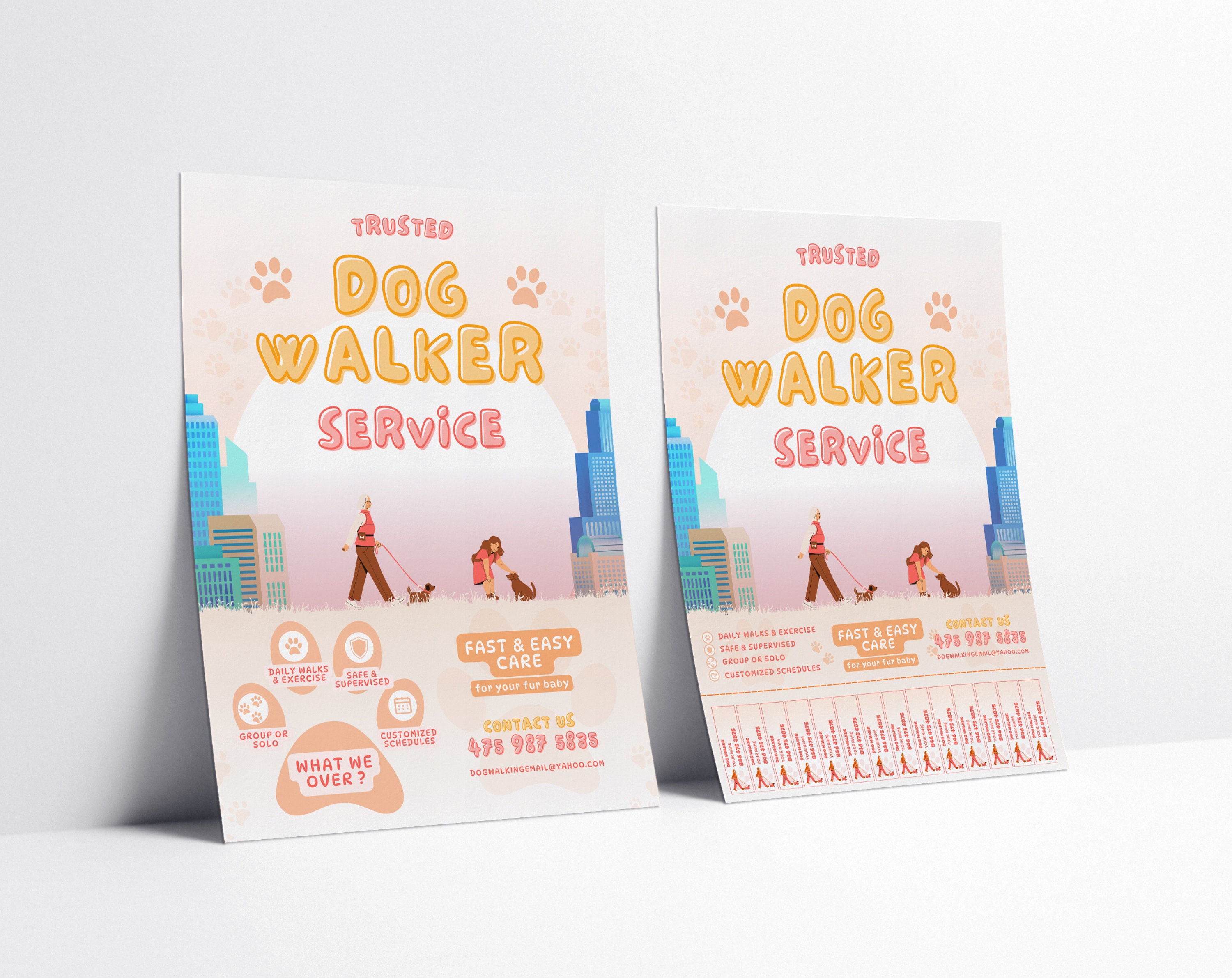 Dog Walker Flyer, Dog Walker Tear off Flyer, Dog Walking & Pet Sitting ...
