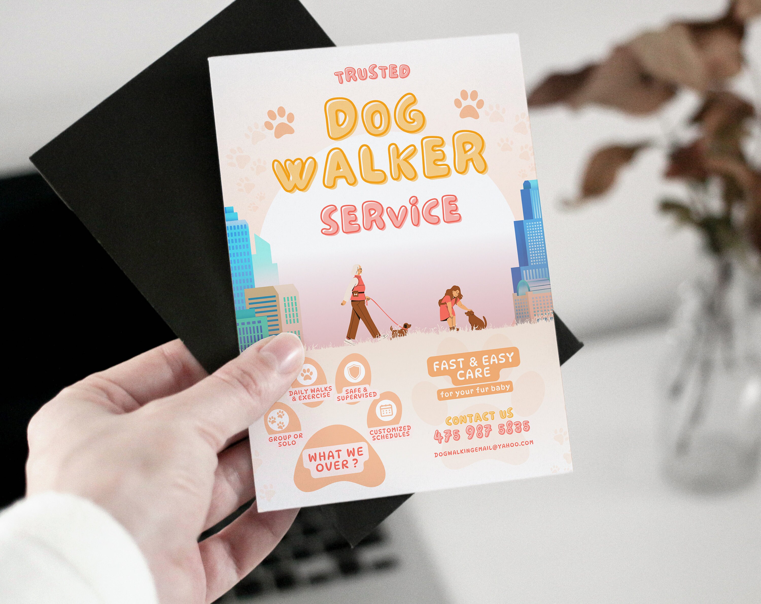 Dog Walker Flyer, Dog Walker Tear off Flyer, Dog Walking & Pet Sitting ...