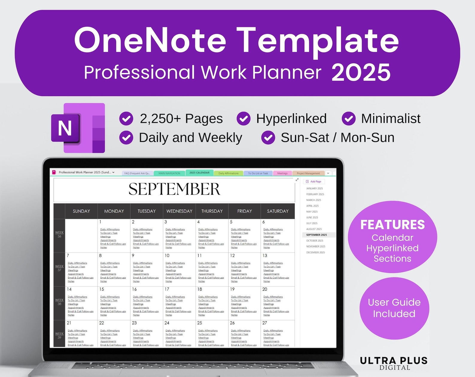 One Note Template for Work Calendar Onenote Templates for Home Onenote ...