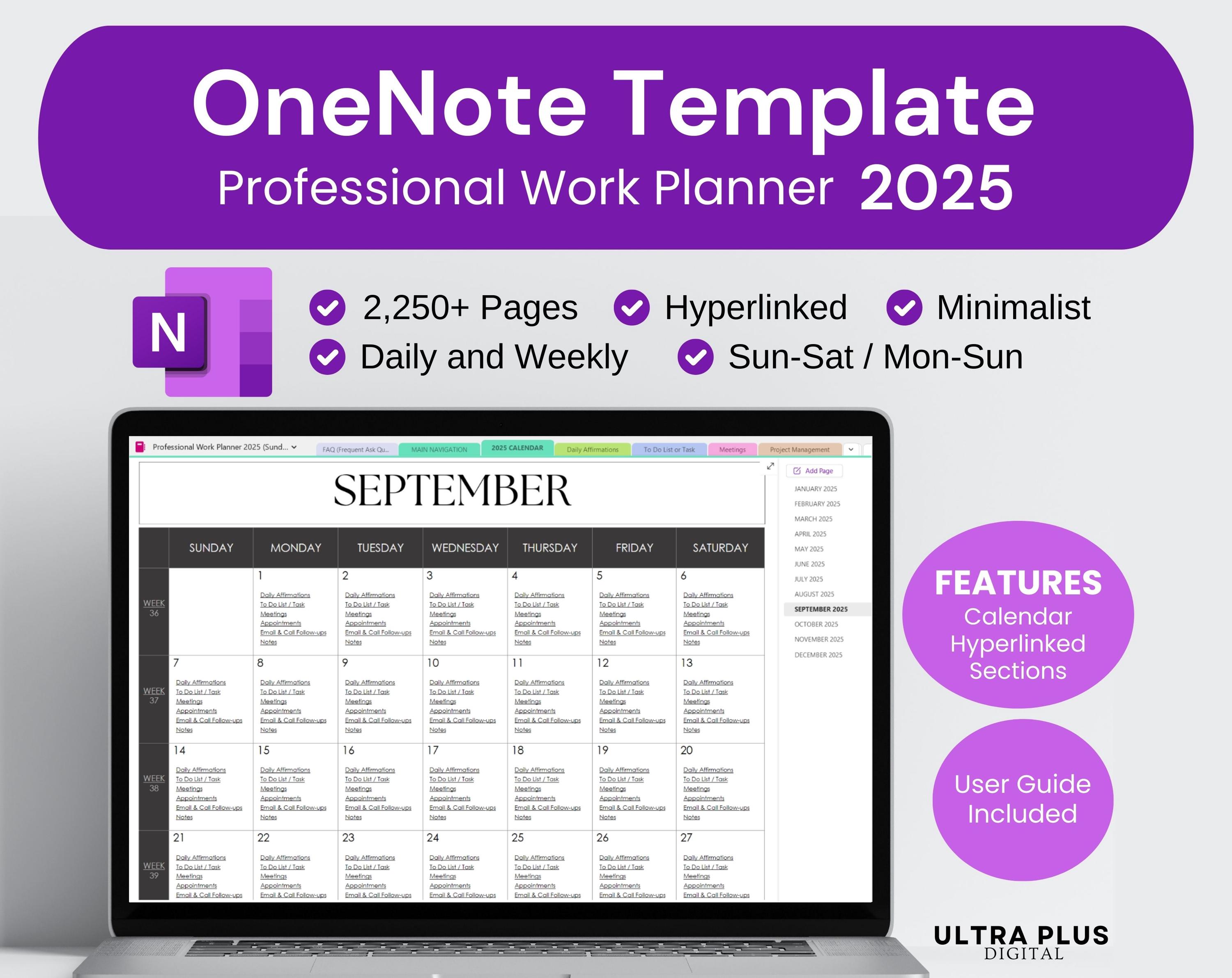 One Note Template for Work Calendar Onenote Templates for Home Onenote ...