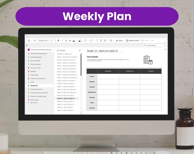 One Note Template for Work Calendar Onenote Templates for Home Onenote ...