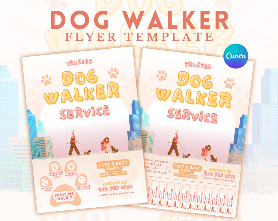 Dog Walker Flyer, Dog Walker Tear off Flyer, Dog Walking & Pet Sitting ...