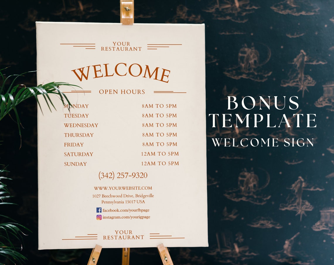 Minimal Restaurant Menu Template, Modern Restaurant Menu, Editable Menu ...