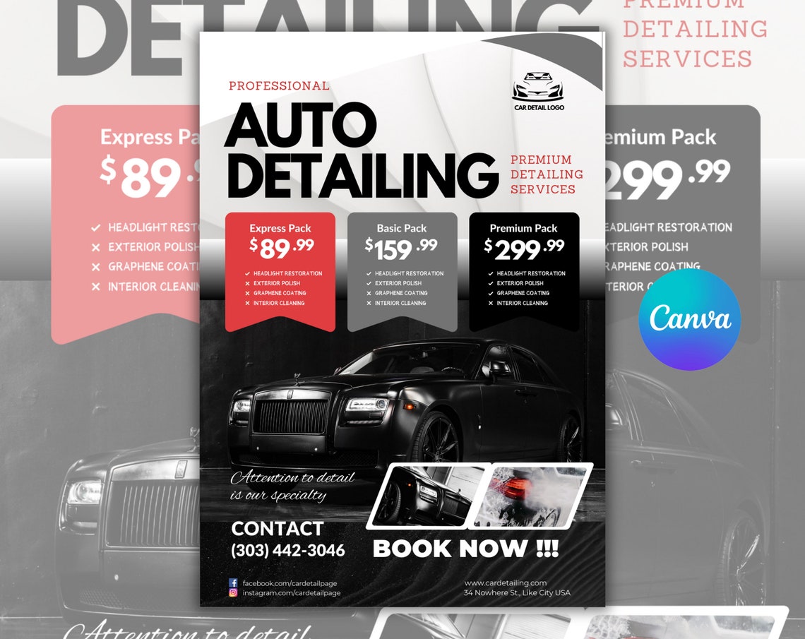Car Detailing Flyer, Auto Detailing Flyer Template Design, Car Wash ...