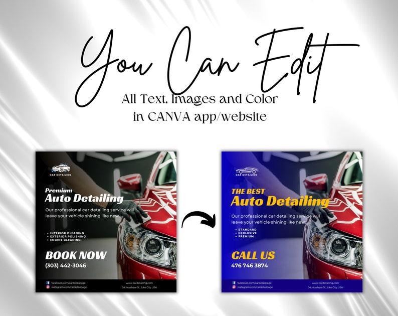 400 Car Detailing Marketing Template Car Detailing Instagram Post Story ...