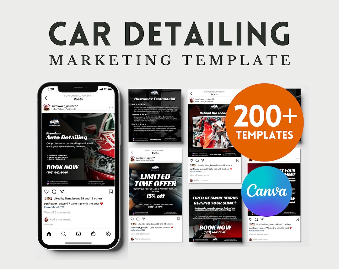 Car Detailing Marketing Template Car Detailing Instagram Carousel Template Car Detailing Social ...