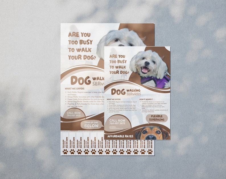 Dog Walking Flyer, Dog Walker Tear off Flyer, Dog Walker Flyer, Dog ...