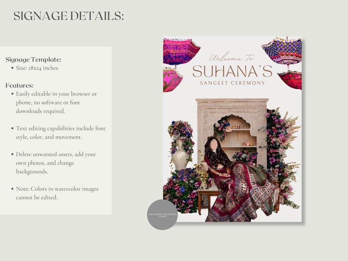 Indian Wedding Signage Template: Sangeet, Mehendi, Traditional Indian ...