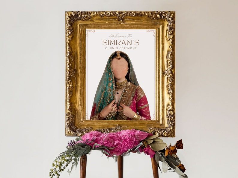 Indian Wedding Signage Template: Chunni Ceremony, Traditional Indian ...